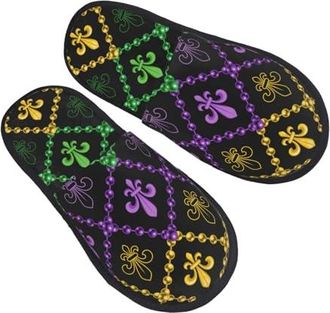 Generic Chaussons Femme Homme Imprimé Géométrique Mardi Gras Maison Chaussures Adultes Antidérapantes Chaude Pantoufles, Pour Mariage, Hommes, Femmes, L