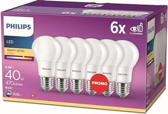 Philips ampoule LED Standard E27 40W Blanc Chaud D&eacute;polie, Lot de 6