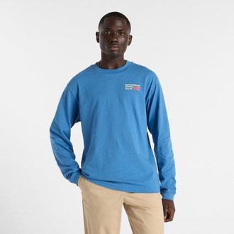 New Balance Homme Athletics Premium Back Logo Long Sleeve en Bleu, Coton, Taille XS