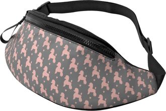 Generic Brusttasche Mit Rei&szlig;verschluss Brustbeutel Niedlicher Rosa Pudel Verstellbarer Taillentasche F&uuml;r Running Wandern Spazieren 14X35Cm