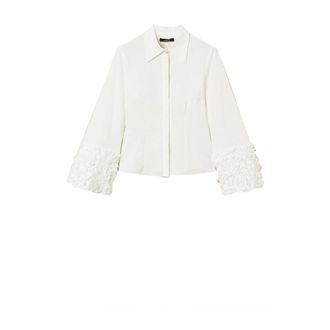 Twin-Set Actitude, Femme, Blouses et Chemises, Blanc, Taille: 38 FR Chemise en popeline de coton stretch