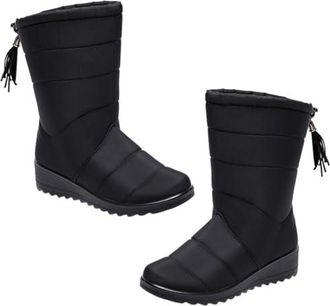 Holibanna mollet Femme Fourr&eacute;es Chaudes Imperm&eacute;ables &agrave; Talon &Eacute;pais avec Pompon Bottines Neige Styl&eacute;es Antid&eacute;rapantes pour Hiver