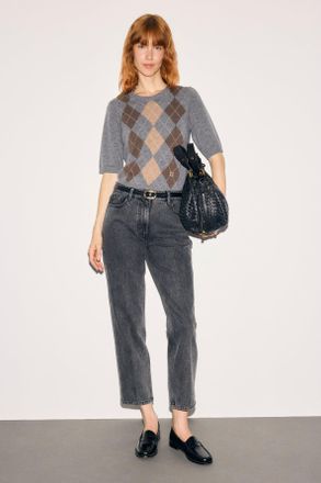 Gerard Darel Pull manches courtes &agrave; losanges - REMA - Gris Chin&eacute;