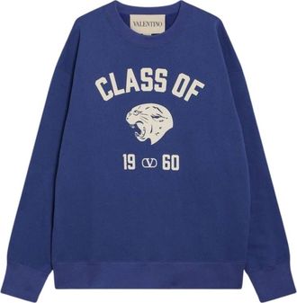 Valentino Garavani Homme, Sweatshirts et sweats &agrave; capuche, Bleu, Taille: L Class of 1960 Panther Print Jersey SweaT-shirt