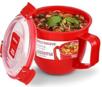 Sistema Microwave Suppentasse, klein | mikrowellengeeignete Frischhaltedose | 565 ml | BPA-frei | rotn