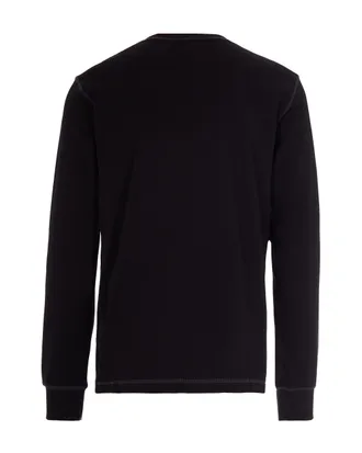 Diesel Mens T-Shirt Madjust Ls Tr Black Cotton; Rib Cotton T-Shirts And Polos