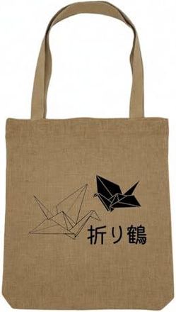 Fabulous Sac Shopping Tote Bag Aspect Lin - Origami Sculpture Papier Art Japon Asie Culture - Sac de Courses Toile Epaisse 360g Beige Naturel Cabas Port&eacute; Epaul