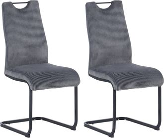Byliving Freischwinger 2er Set Capri, Grob-Cord grau, Metall schwarz, mit Griff und bequemer Polsterung, Schwingst&uuml;hle, Polsterst&uuml;hle, Ma&szlig;e: B 44, H 88, T 55 c