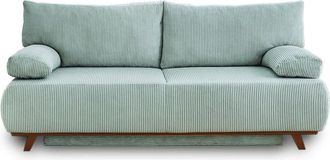 Best Mobilier Bestmobilier - Cristal - 3-sitzer sofa - schlaffunktion und bettkasten - aus cordsamt - blau