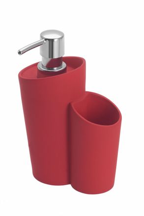 WENKO Wenko 3620011100 Sp&uuml;lmittelspender True Colours Harlekin - Keramik satiniert, 13 x 18.5 x 6.8 cm, rot