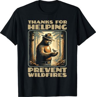 Giant Step Design Co. Smokey Bear & Baby Bird Forest Friend - Thanks For Helping T-Shirt