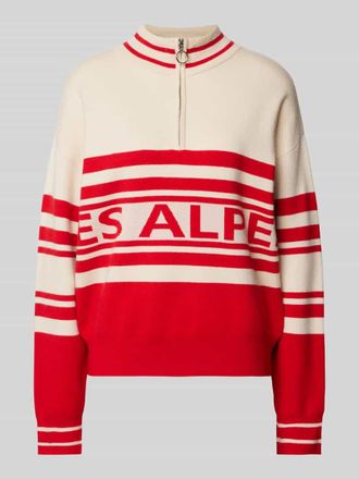 Jake*s Casual Strickpullover aus Viskose-Mix mit Stehkragen und Rei&szlig;verschluss