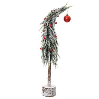 Kaemingk Weihnachtsdeko Mini-Tanne beschneit mit roten Kugeln &Oslash; 12 cm H&ouml;he 60 cm - FSC Mix 100%