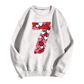 Generic Pull Femme Col Rond Sweatshirt Manches Longues Pull Sans Capuche Haut Saint-Valentin Pull Saint-Valentin Sweatshirt pour Femmes Hommes Dr&ocirc;le Amour Imp