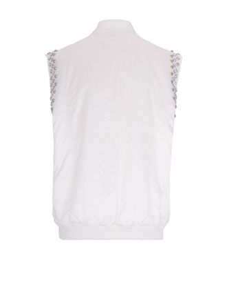P.A.R.O.S.H. Womens Sleeveless Bomber Gilet With Studs, Cream Polyamide Jacket