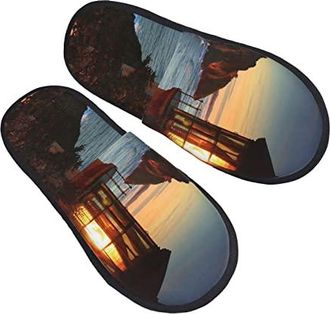 Generic Phare Coucher De Soleil Sur La C&ocirc;te Homme Femme Slippers Doux Chaussons L&eacute;g&egrave;res Pantoufles Pour Maison Hiver Int&eacute;rieur L