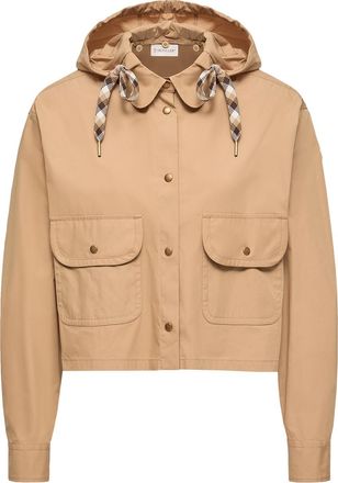 Moncler Moncler Cotton Blend Hooded Shirt Jacket, Women, Beige, Size: 36