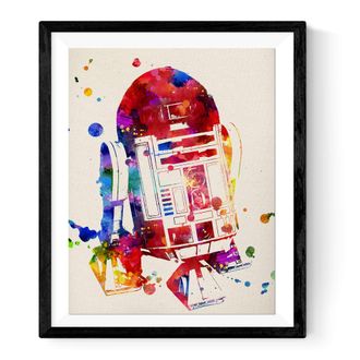 Nacnic R2-D2 Aquarell Poster. Wasserfarbe Stil Wanddekoration von Star Wars. Verschiedene bunte Science Fiction Filme Bilder. 30x40 cm ohne Rahmen
