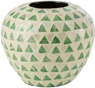 Paris Prix Paris Prix - Vase Boule Motif Mosaïque Nuye 26cm Vert