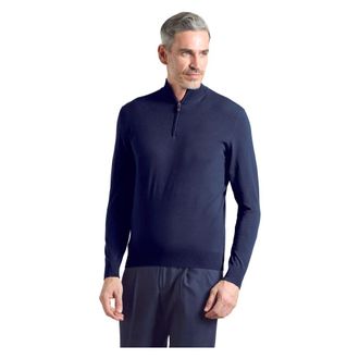 Colombo Blauer Woll-Halb-Zip-Pullover - - Knitwear - Herren - Blau - S