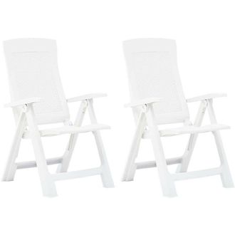 Les Tendances Chaises inclinables de jardin 2 pcs Plastique Blanc 2