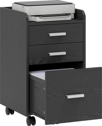 HOMCOM 3 Schubladen Aktenschrank, Rolling Under Desk Drawers with Edged Top for Letter, A4 Size, Hanging File Folders for Home Office, Black