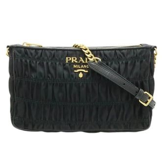 Prada Sac bandouli&egrave;re en nylon pliss&eacute; Pre-owned - Femme - Pre-owned - Noir - Taille: ONE Size