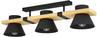 Eglo Deckenlampe Maccles, 3-flammige Deckenleuchte, FSC100HB, Wohnzimmerlampe aus Holz und Metall in Schwarz, Deckenspot für Wohnzimmer und Schlafzimmer, L