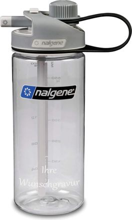 Nalgene Multi Drink, Trinkflasche, BPA-frei (Transparent, mit Namensgravur, 0,6 l)