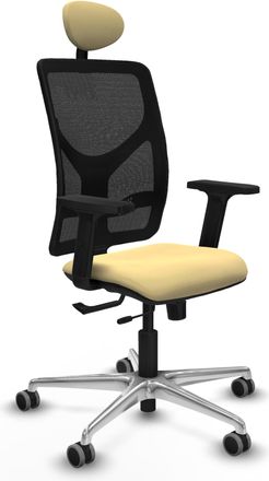 Piqueras y Crespo B&uuml;rostuhl XXL mit 2D-Armlehnen, h&ouml;henverstellbarer Lendenwirbelst&uuml;tze und festem Kopfteil, ausgestattet mit Syncro/Traslack und Schneideschaum, Schwar