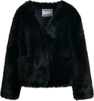 Essentiel Kunstpelzjacke - - Jackets - Damen - Schwarzk - S