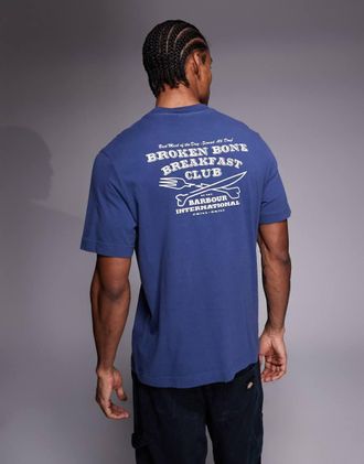 Barbour Straites - T-shirt &agrave; logo graphique et imprim&eacute; au dos - Bleu