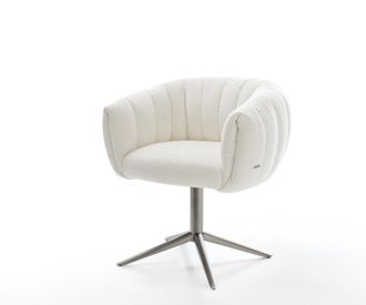 DELIFE Drehstuhl Jada-Flex Boucl&eacute; Soft Beige Fu&szlig;kreuz Graphit 360&deg; drehbar Wippfunktion Taschenfederkern, Esszimmerst&uuml;hle
