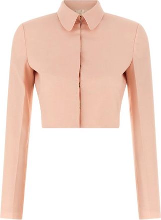 Alberta Ferretti Femme, Vestes, Rose, Taille: 34 FR Tropical Wool Bolero Blazer