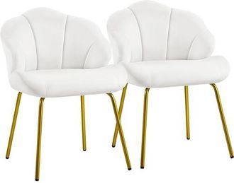 Yaheetech Lot de 2 Fauteuil de Salon Moderne, Design Coquillage, Chaise de Chambre &agrave; Coucher Confortable, Rembourr&eacute;, Ergonomique, Fauteuil en Velours avec Dossi