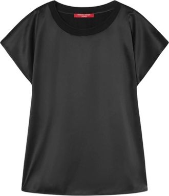 Marina Rinaldi Femme, Tops, Noir, Taille: 46 FR T-shirt en satin dans le dos Design élégant