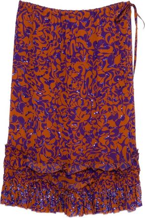 Dries Van Noten Sequin-embellished Ruffled-trim Midi Skirt