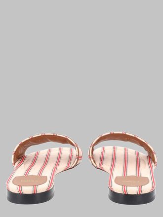 Fendi FF Logo Canvas Slides - Beige