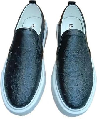 Generic Style de broderie classique authentique peau dautruche pour hommes, mocassins noirs exotiques en cuir v&eacute;ritable pour hommes, chaussures plates d&eacute;contr