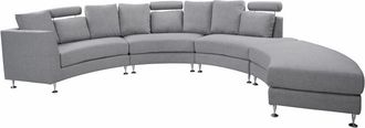 Beliani Sofa mit Ottomane Hellgrau Polsterbezug 7-Sitzer U-F&ouml;rmig Halbrund Verstellbare Kopfst&uuml;tzen Wohnlandschaft Ecksofa Modulsofa Modern Wohnzimmer
