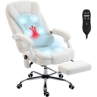 Vinsetto Fauteuil de bureau - Vinsetto - massant et chauffant - hauteur r&eacute;glable, dossier inclinable et t&eacute;l&eacute;commande filaire - blanc