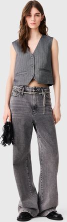 Maje Veston De Tailleur Strass&eacute; - Gris - 34 - Maje