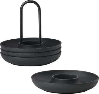 Zone Denmark Singles Eierbecher aus Silikon, Eierhalter, Stapelbar, 4er-Set mit Halter, Durchm. 11,2 cm, H&ouml;he 9,5 cm, Schwarz