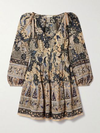 Ulla Johnson Mini-robe En Voile De Coton M&eacute;lang&eacute; Imprim&eacute; Anika - Marron