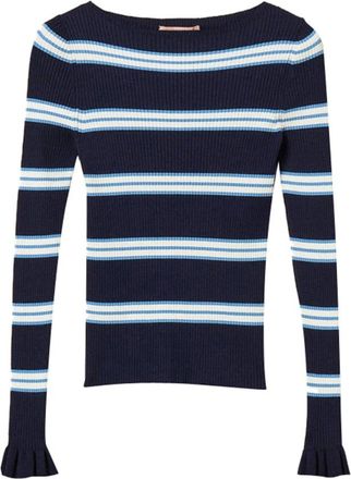 Twinset Femme, Pulls, Bleu, Taille: 44 FR Pull en Viscose Stretch C&ocirc;tel&eacute;e