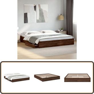 vidaXL Bettgestell mit Schubladen Braun Eichen-Optik 200x200 cm - Bettesrahmen - Doppelbett - Eiche Möbel - Holzbettfundament - Schrankbett