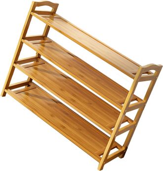 Valiclud Bambus Schuhregal Stabiler Schuhorganizer Flur Eingang Balkon Vielseitig als Schuh Dekorationsregal f&uuml;r Ordnung und Stauraum