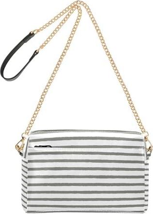 HMZXZ Sacs à bandoulière à rayures grises pour femmes, sacs à main en cuir, petits sacs à main à bandoulière à rayures