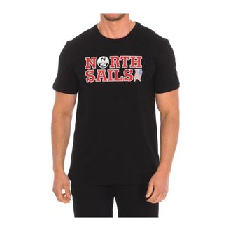 North Sails Homme, Tops, Noir, Taille: XL T-shirt à manches courtes avec col côtelé