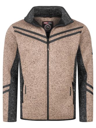 Rock Creek Herren Fleece Jacke Outdoor Wanderjacke Pullover Full Zip Hoodie Herrenjacke Fleecejacke Winterjacke Strickjacke Strickfleecejacke H-373 Beige 3XL